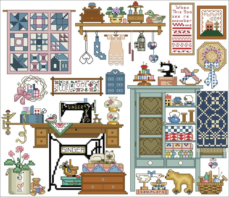 Needlewoman Accessories Cross Stitch Pattern PDF Counted Vintage Cross ...