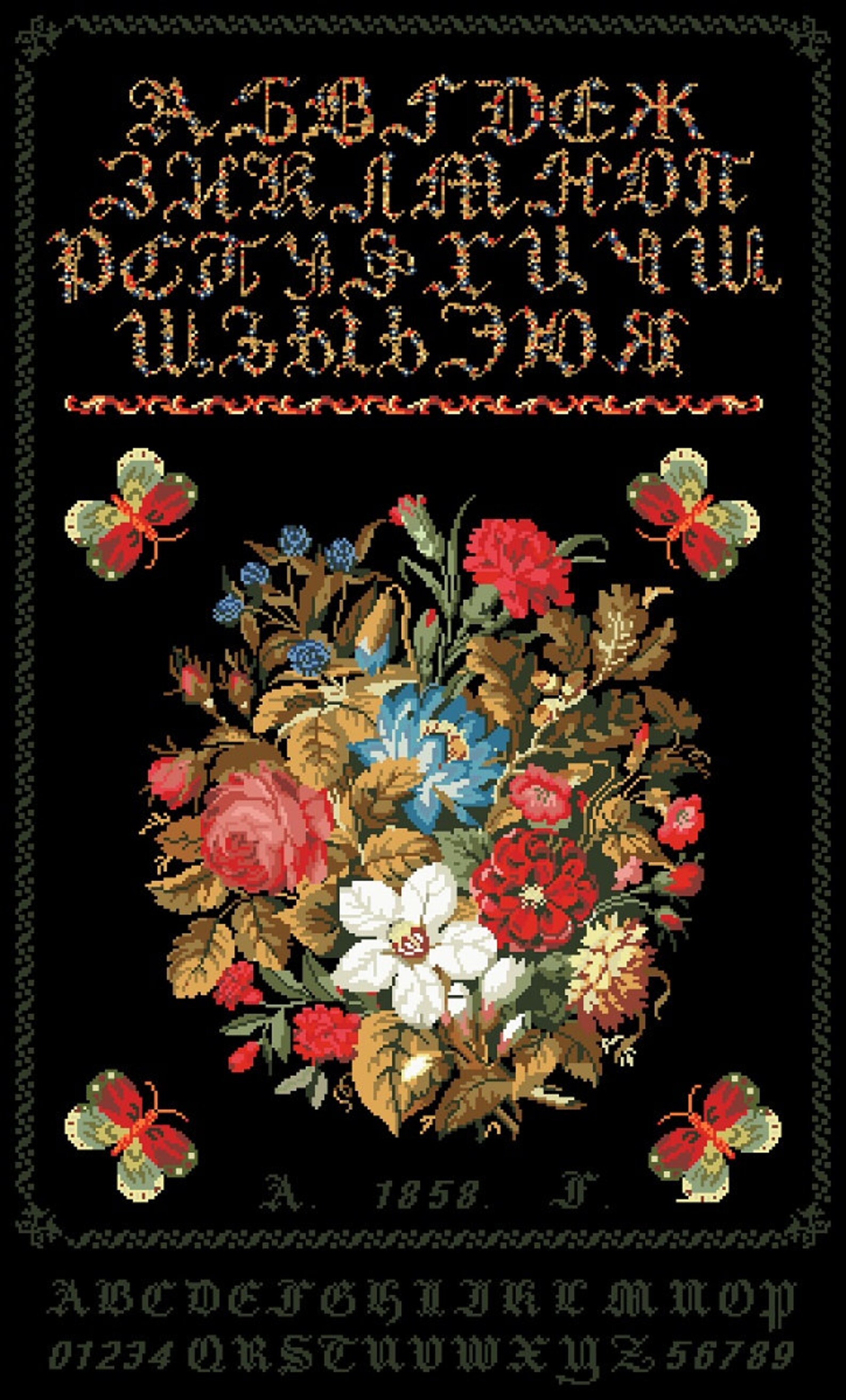 Antique Sampler Cross Stitch Pattern PDF Counted Vintage Cross Stitches ...