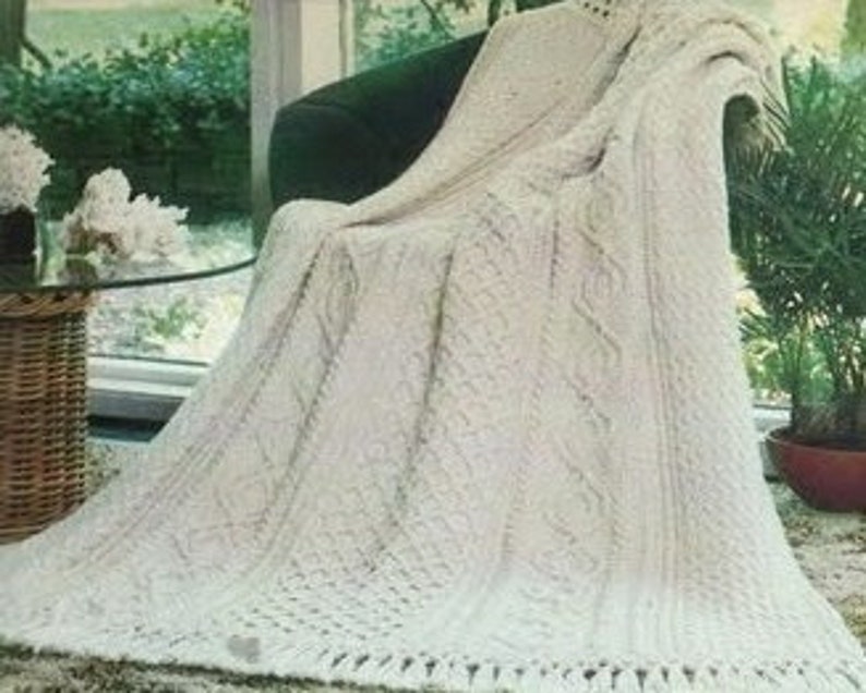 Fisherman Knit Afghan Pattern: Vintage Aran Isles, Country Decor (PDF ...