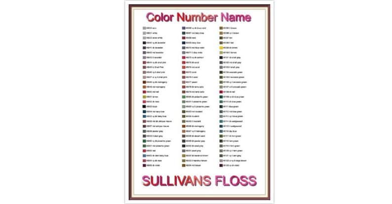 Sullivans Thread List by Color, Number, Name - Cross Stitch Chart ...