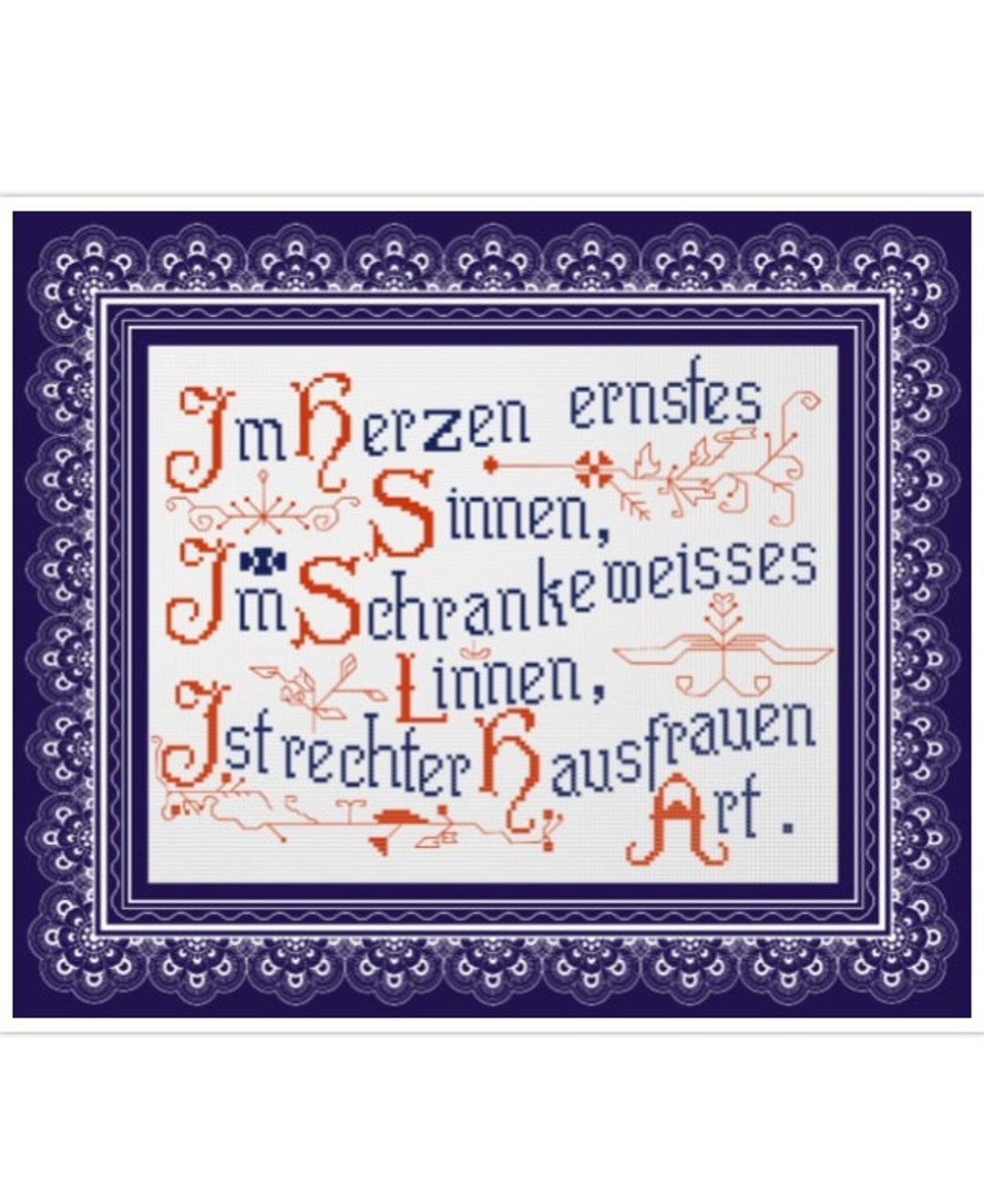 Vintage German Mottos Cross Stitch Pattern: 19th Century Sampler (PDF ...