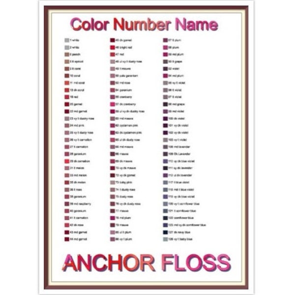 Anchor Color Chart - Etsy UK