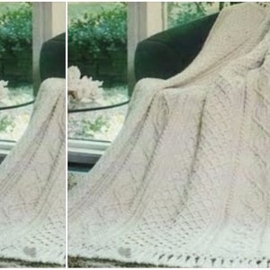 Fisherman Knit Aran Isles Afghans Knitting Pattern Country Home Decor ...