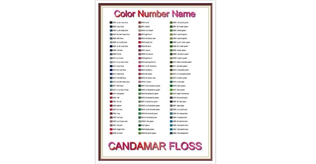 Candamar Thread Color List: Cross Stitch Chart Inventory (PDF) - Etsy