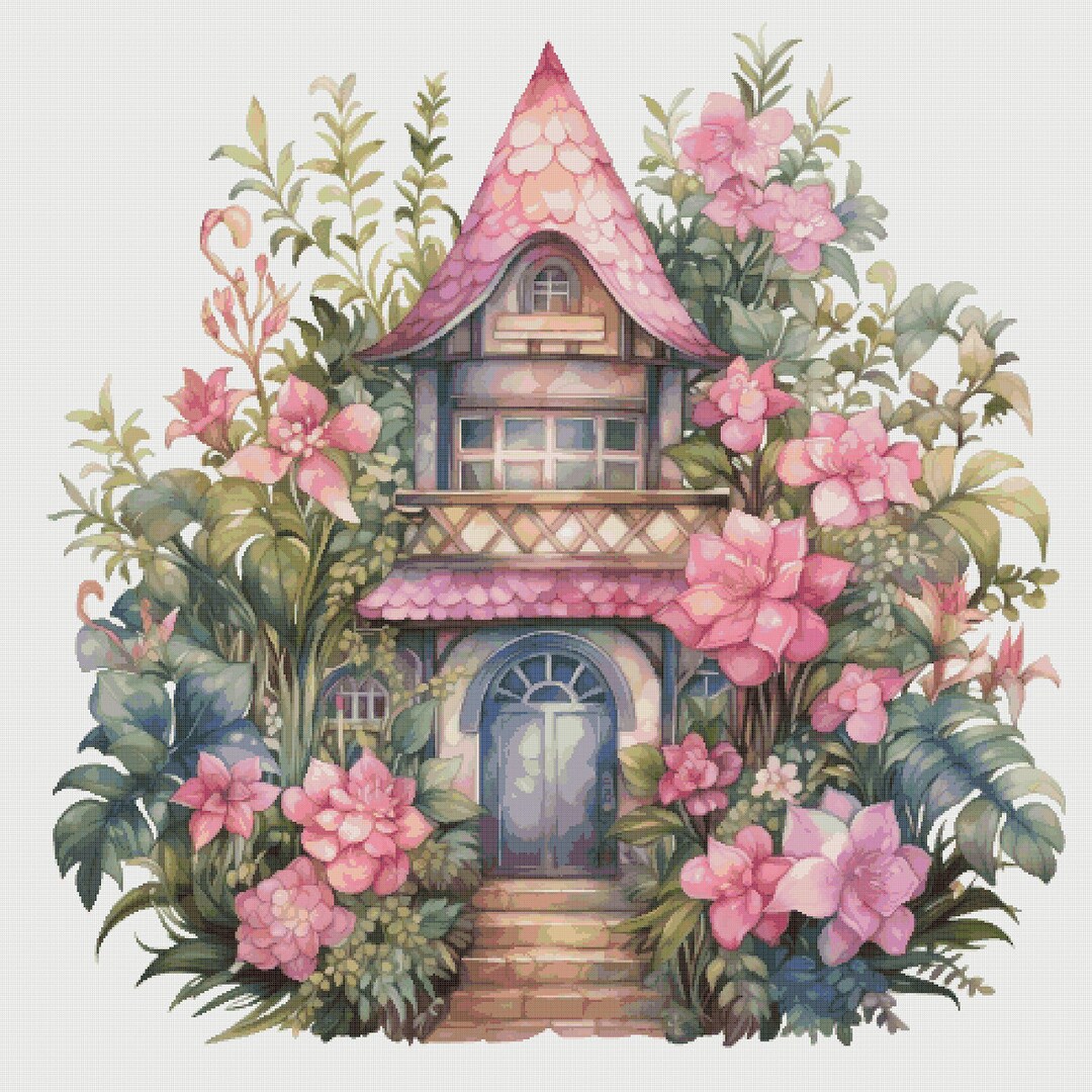 Cottage in Flowers Cross Stitch Pattern: Magical House Village (PDF) - Etsy