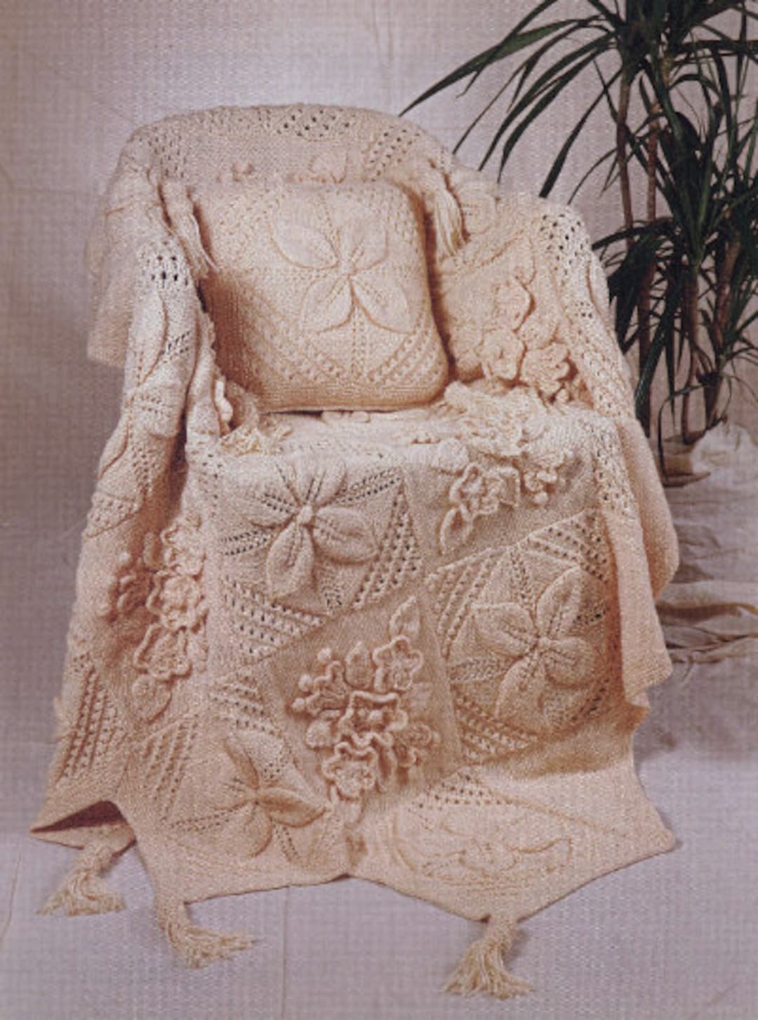 Counterpane Afghan and Pillow - Afghans Knitting Pattern - Country Home ...
