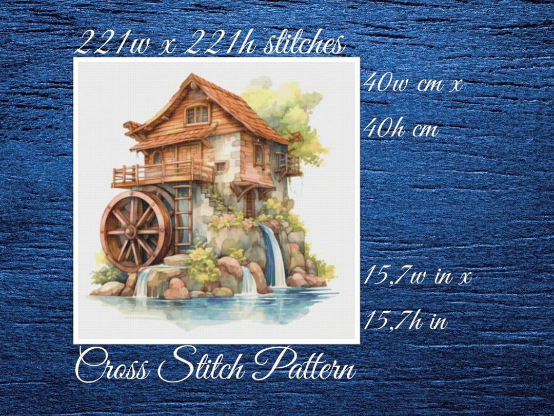 House With Mill Cross Stitch Pattern: Counted PDF (40x40cm) - Etsy