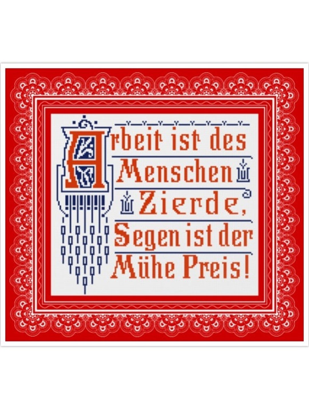 Vintage German Maxim Cross Stitch Pattern: 19th Century Sampler (PDF ...