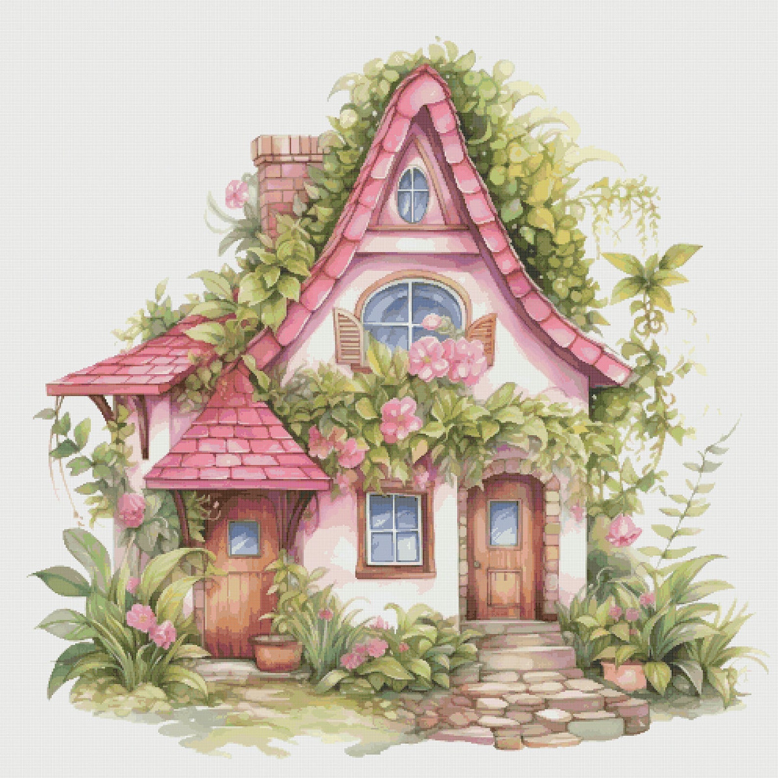 Cottage in Flowers Cross Stitch Pattern PDF Counted House Village ...