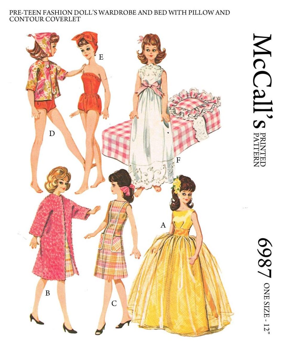 Vintage Fashion Doll Clothes Sewing Pattern for 12" Dolls (digital ...