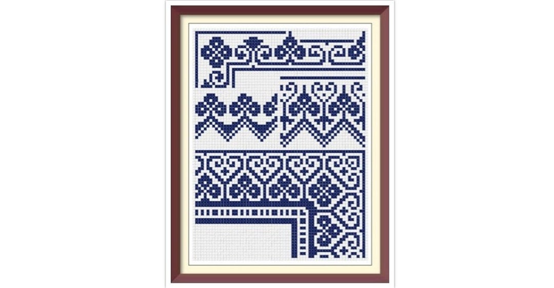Antique Sampler Cross Stitch Pattern: Borders, Corners, Motifs (PDF) - Etsy