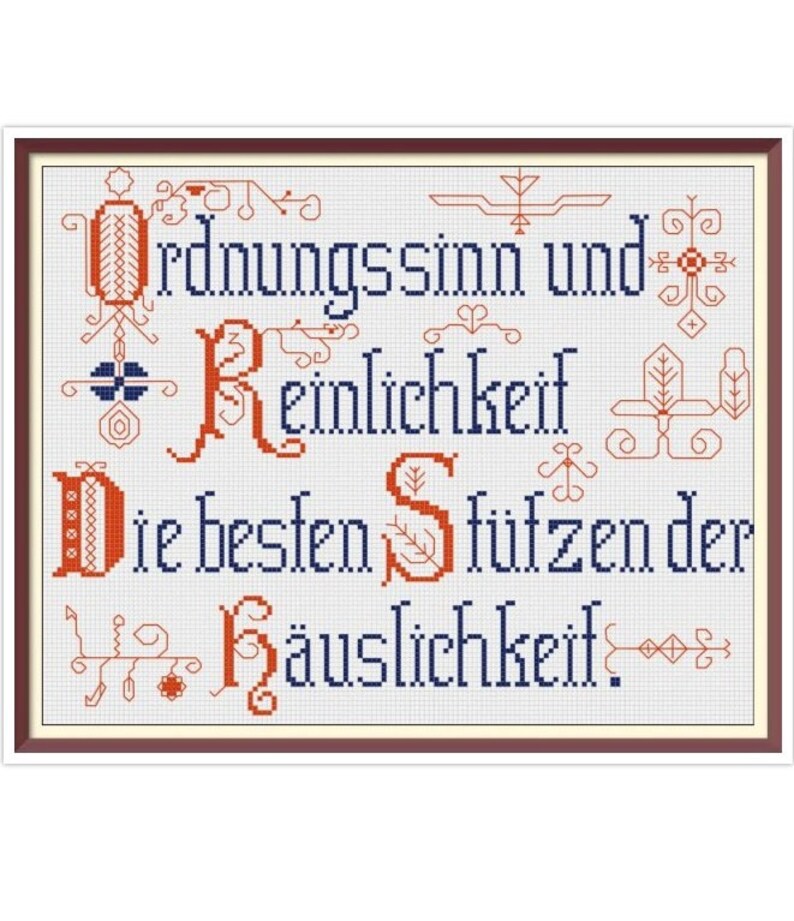 Vintage German Motto Cross Stitch Pattern: 19th Century Sampler (PDF ...