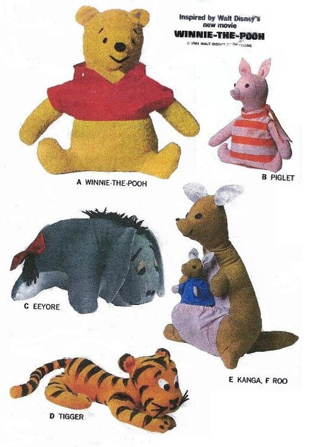 Winnie the Pooh & Friends Sewing Pattern - Vintage PDF (digital ...