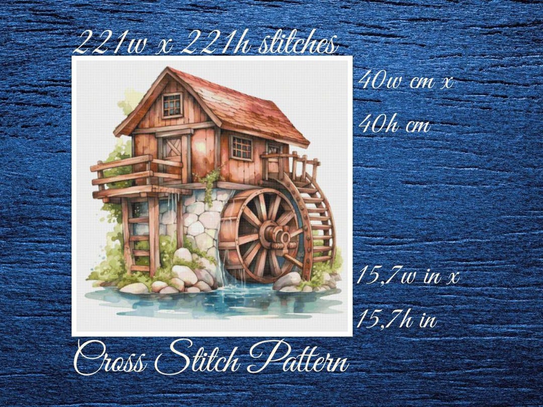 House With a Mill Cross Stitch Pattern PDF Counted 40w Cm X 40h Cm 15 ...
