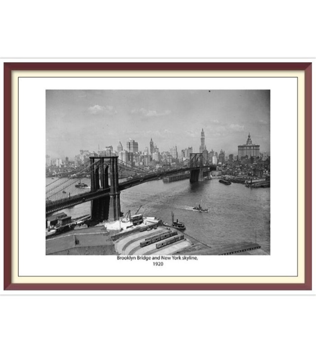 Brooklyn Bridge and New York Skyline - Cross Stitch Pattern - Retro New ...