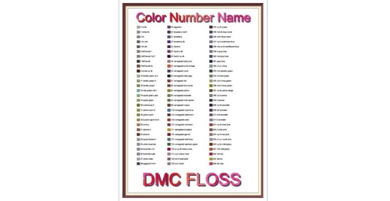 DMC Thread List by Color, Number, Name - Cross Stitch Chart - DMC ...