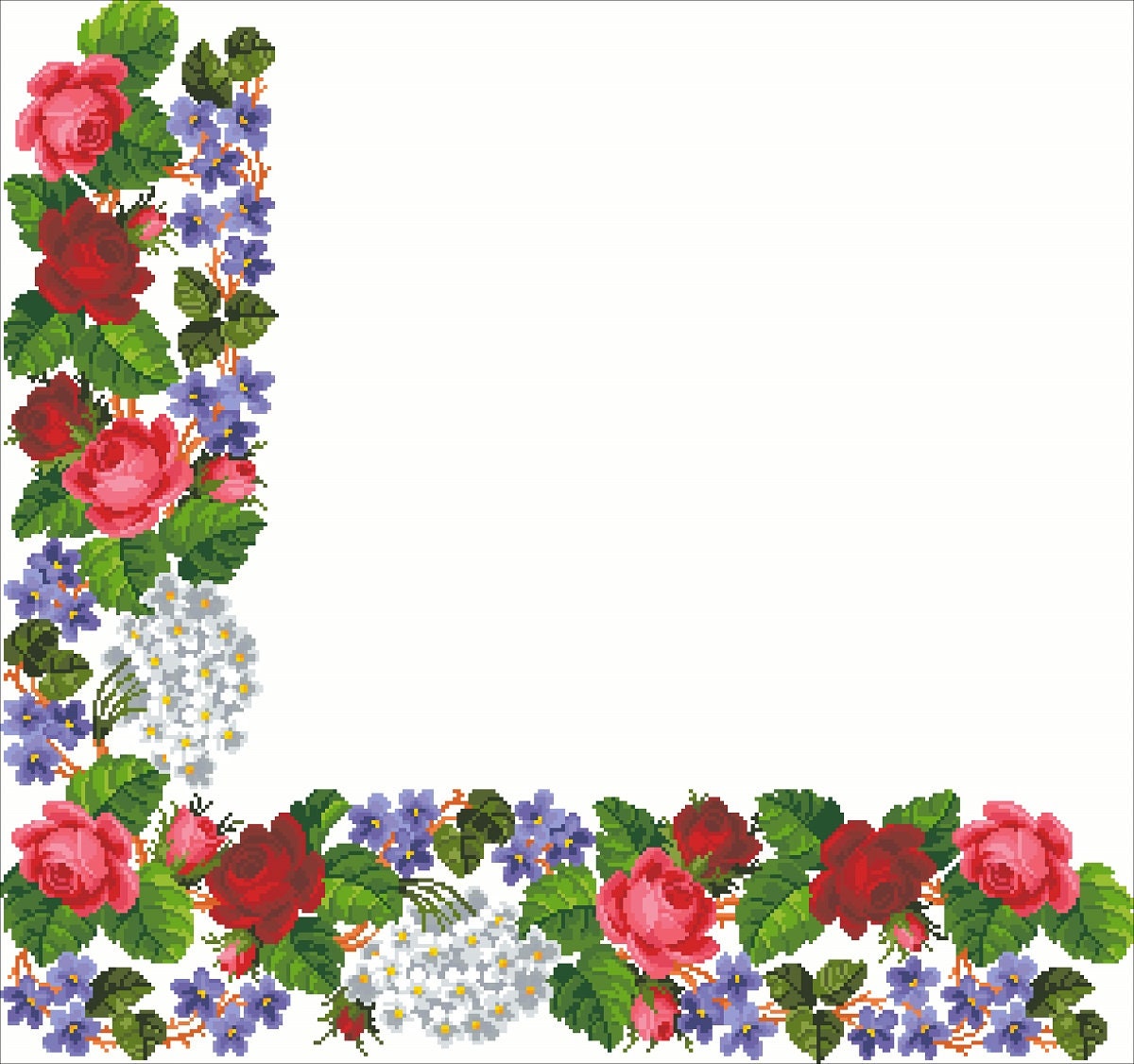Corner of Flowers Cross Stitch Pattern PDF Counted Antique - Etsy