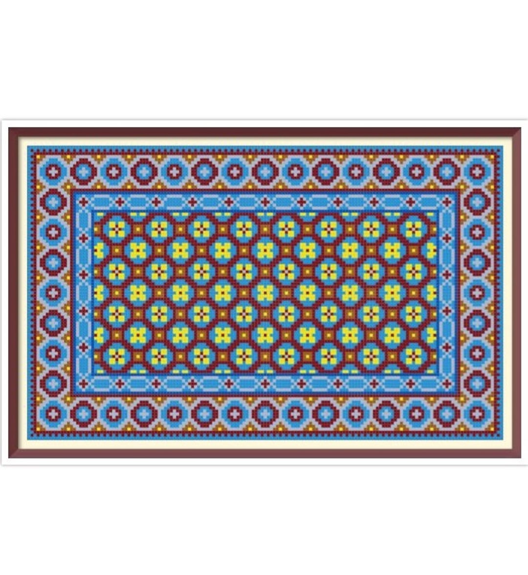 Miniature Oriental Rug Cross Stitch Pattern: Dollhouse Carpet (PDF ...