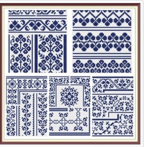 Borders - Cross Stitch Pattern - 5 Plates - Corners, Inserts and ...