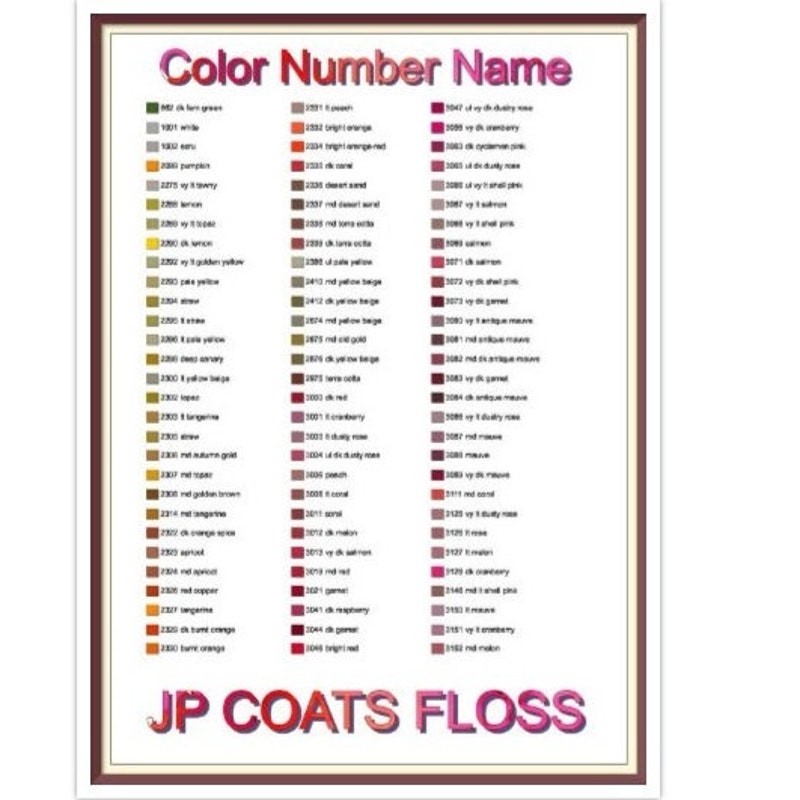Coats and Clark Thread Chart - Etsy