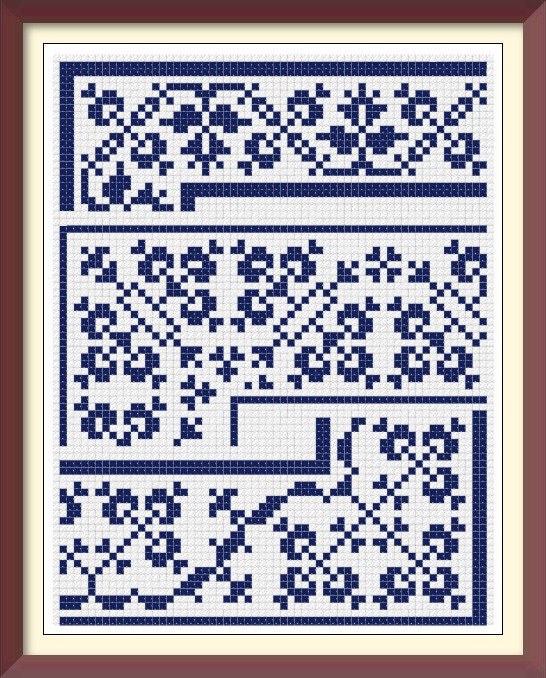 Borders Cross Stitch Pattern 5 Plates Corners, Inserts and General ...