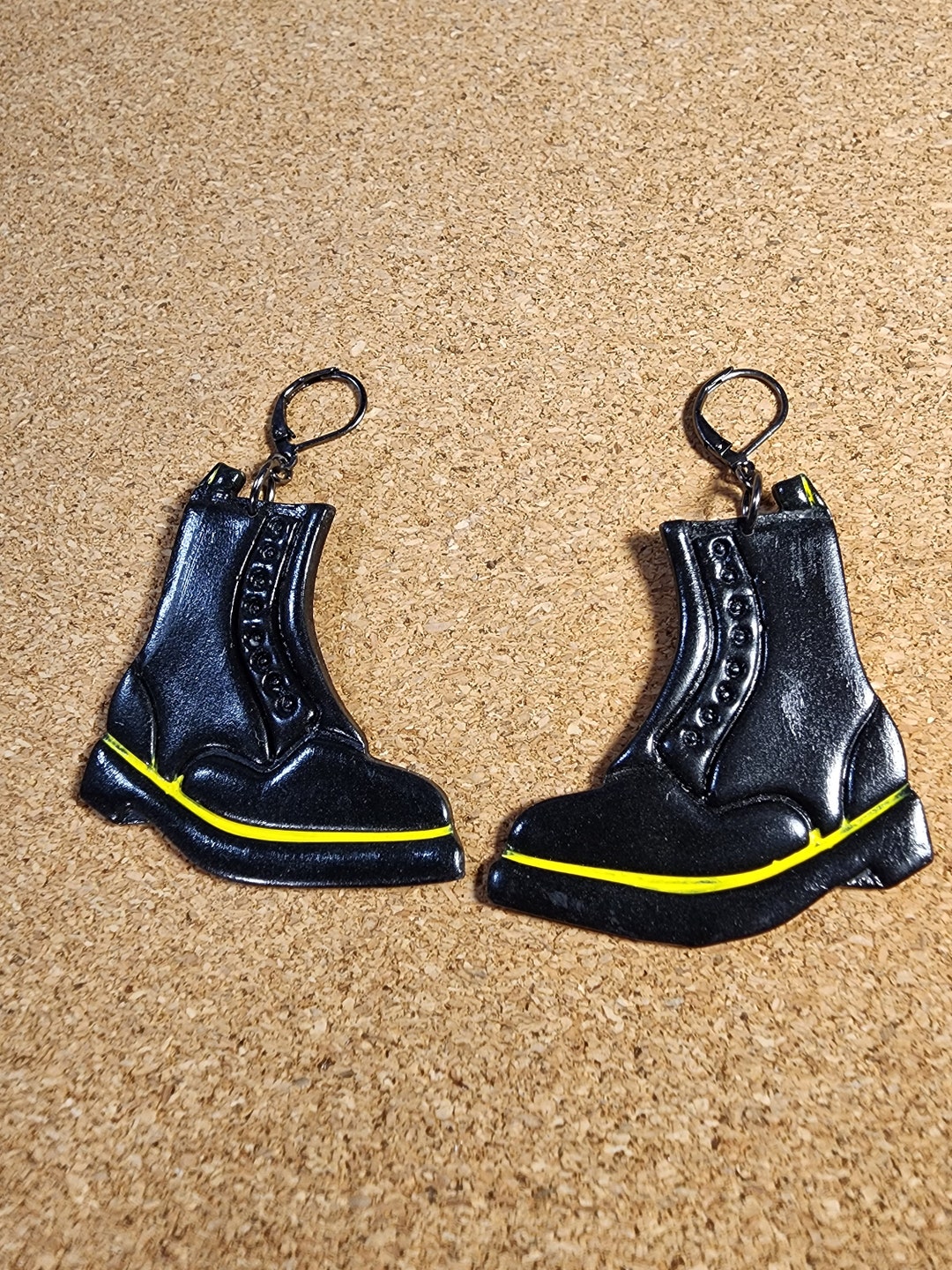 Combat Boot Earrings, Black and Yellow Earrings Dangle, Academia ...