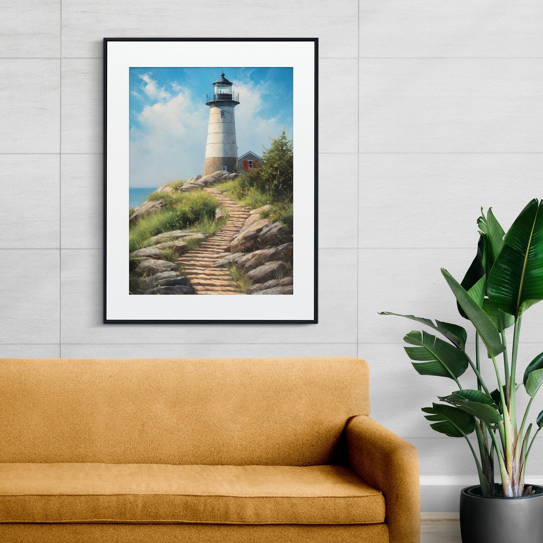 Lighthouse Oil Painting, Digital Art, AI Art, Oil Painting, Lighthouse ...