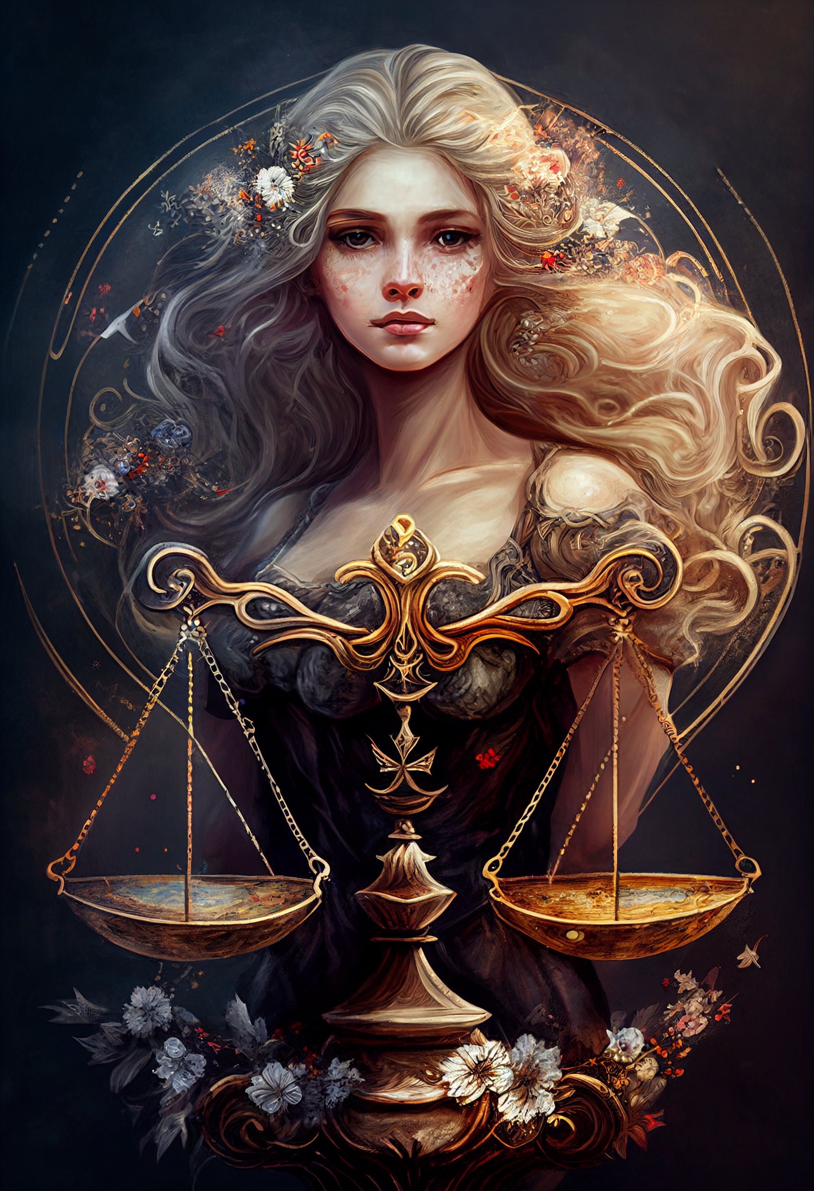 Libra Zodiac Sign Digital Art, AI Art no.2, Digital Art, AI Art ...