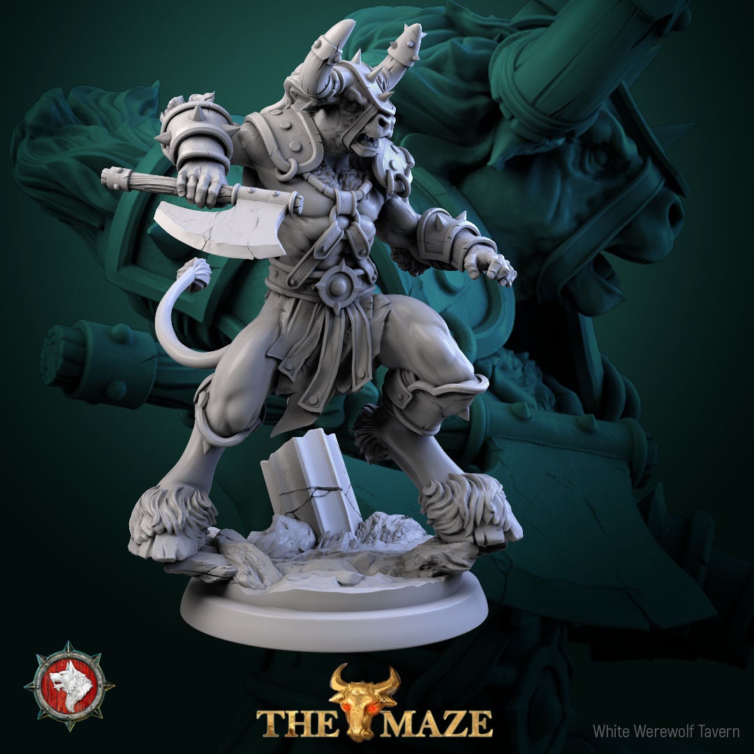 Beastman Charger | 3D Printed Miniature | 25mm Grid | Fantasy Miniature ...