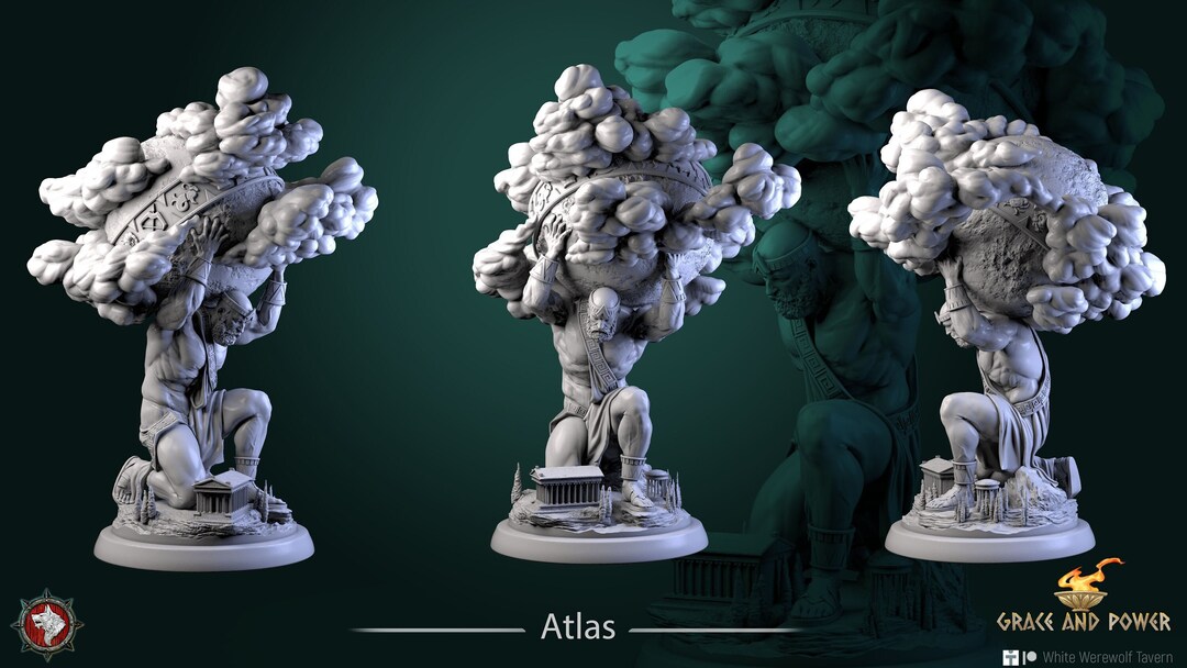 Atlas| 3D Printed Miniature | 25mm Grid | Fantasy Miniature | Custom ...