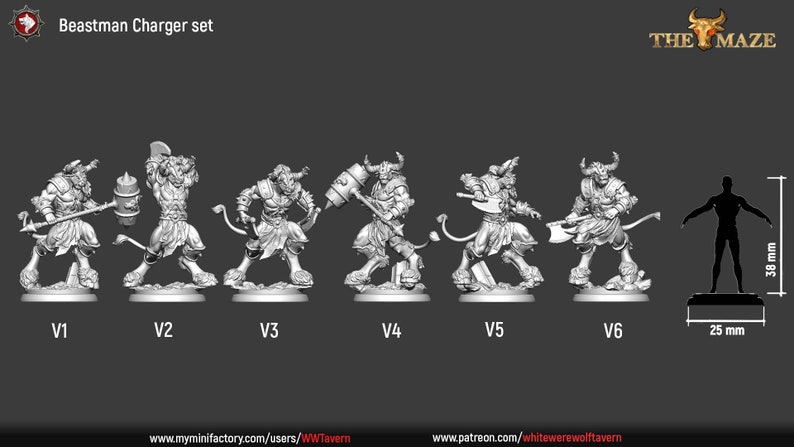 Beastman Charger 3d-printed Miniature 32mm Heroic Scale - Etsy Australia