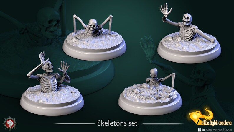 Skeletons | 3D Printed Miniature | 25mm Grid | Fantasy Miniature ...
