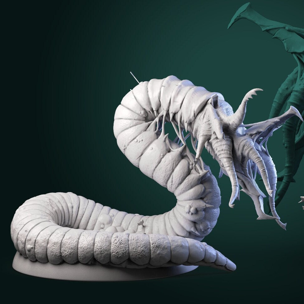 Worm | 3D Printed Miniature | 25mm Grid | Fantasy Miniature | Custom ...