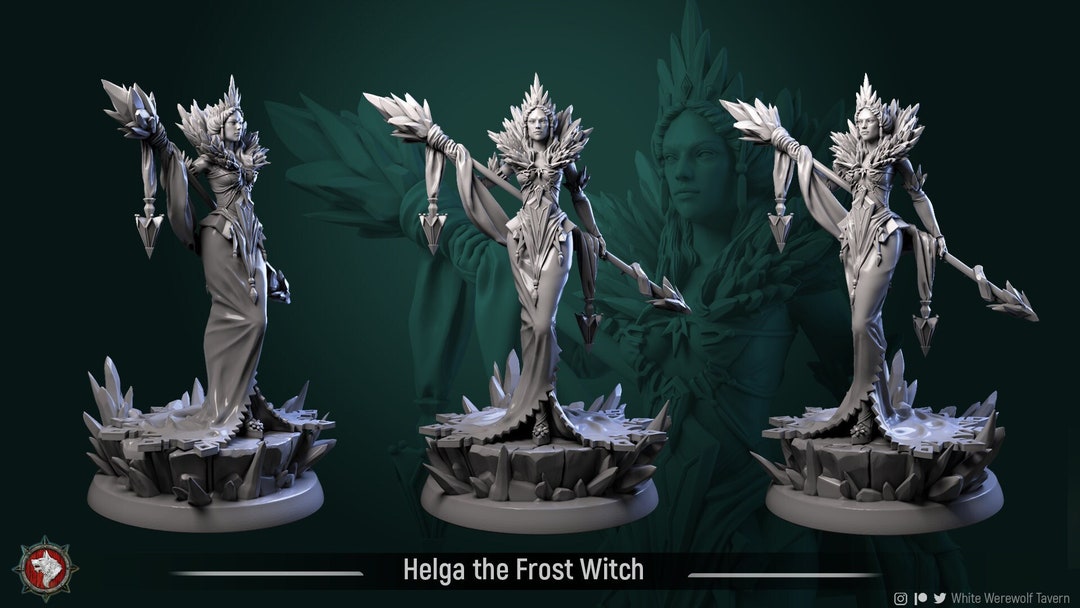 Helga the Frost Witch | 3D Printed Miniature | 25mm Grid | Fantasy ...