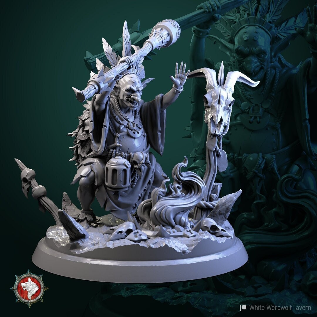 Goblin Shaman | 3D Printed Miniature | 25mm Grid | Fantasy Miniature ...