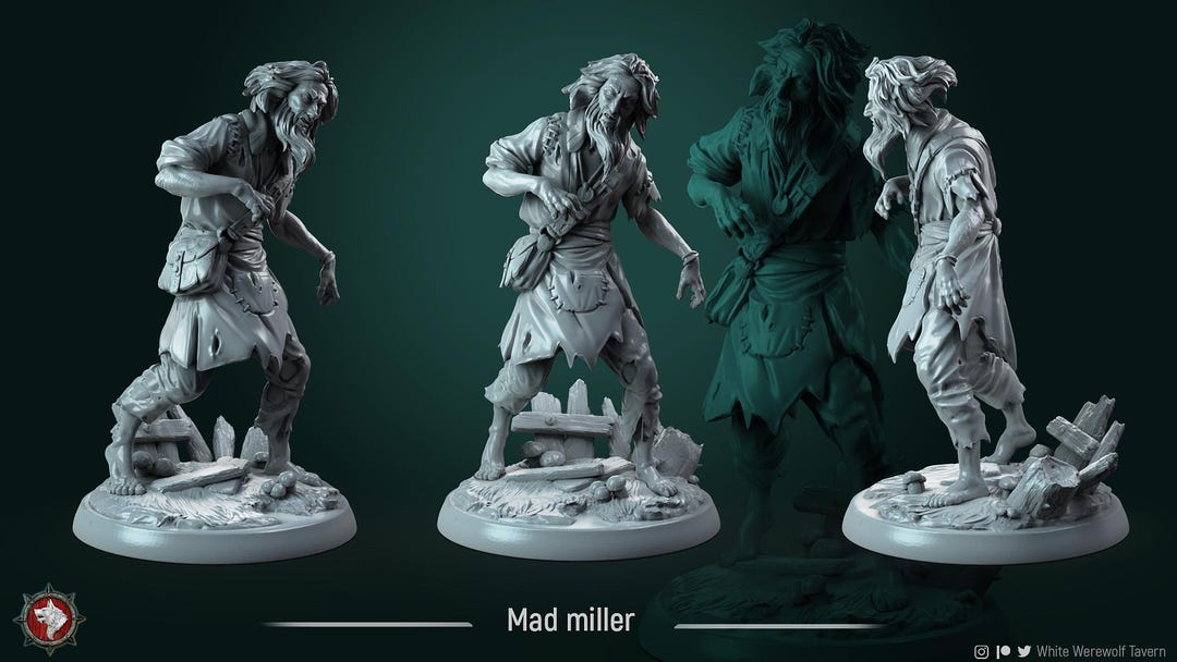 Mad Miller | 3D Printed Miniature | 25mm Grid | Fantasy Miniature ...