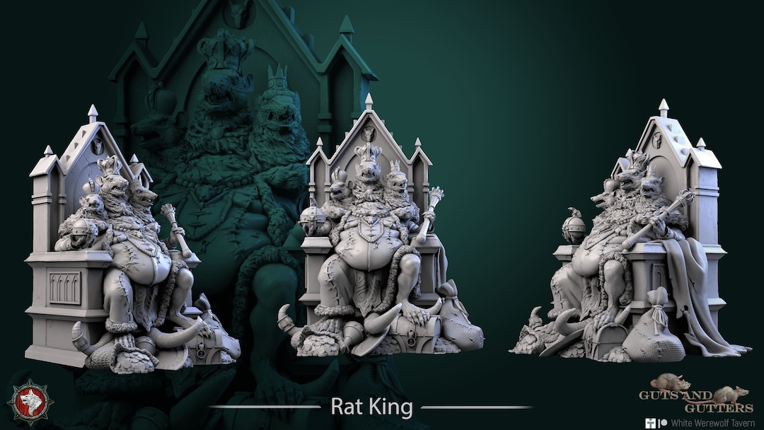 Rat King | 3D Printed Miniature | 25mm Grid | Fantasy Miniature ...