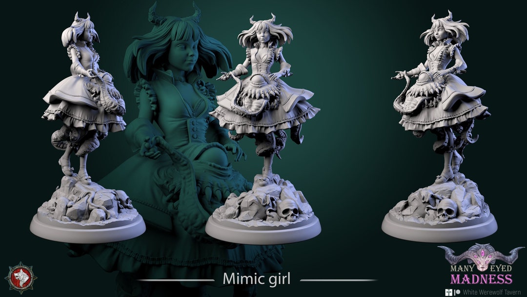 Mimic Girl | 3D Printed Miniature | 25mm Grid | Fantasy Miniature ...