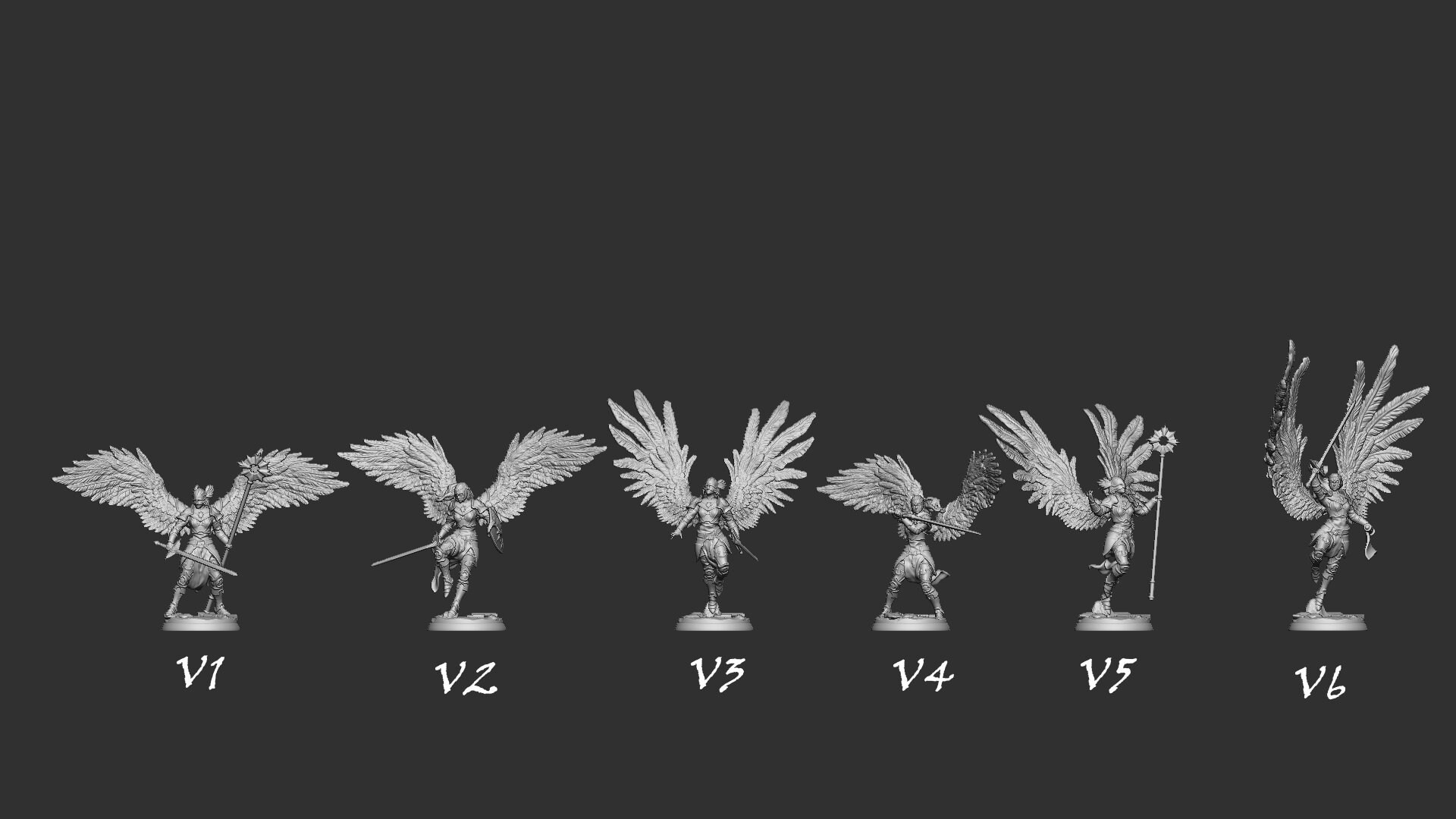 Valkyries | 3D Printed Miniature | 25mm Grid | Fantasy Miniature ...