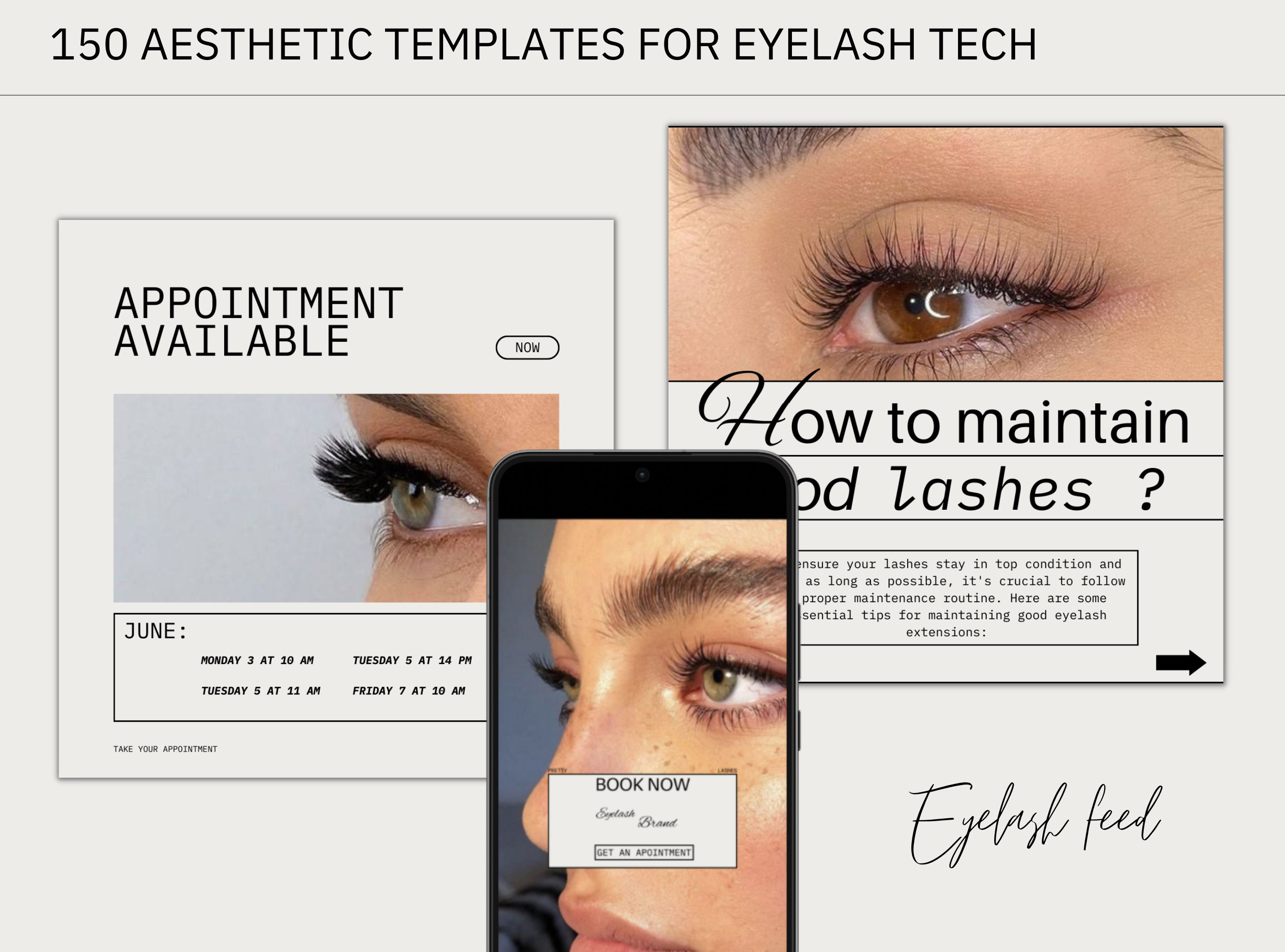 150 LASH TECH INSTAGRAM | Aesthetic Template | Beauty Template | Lash ...