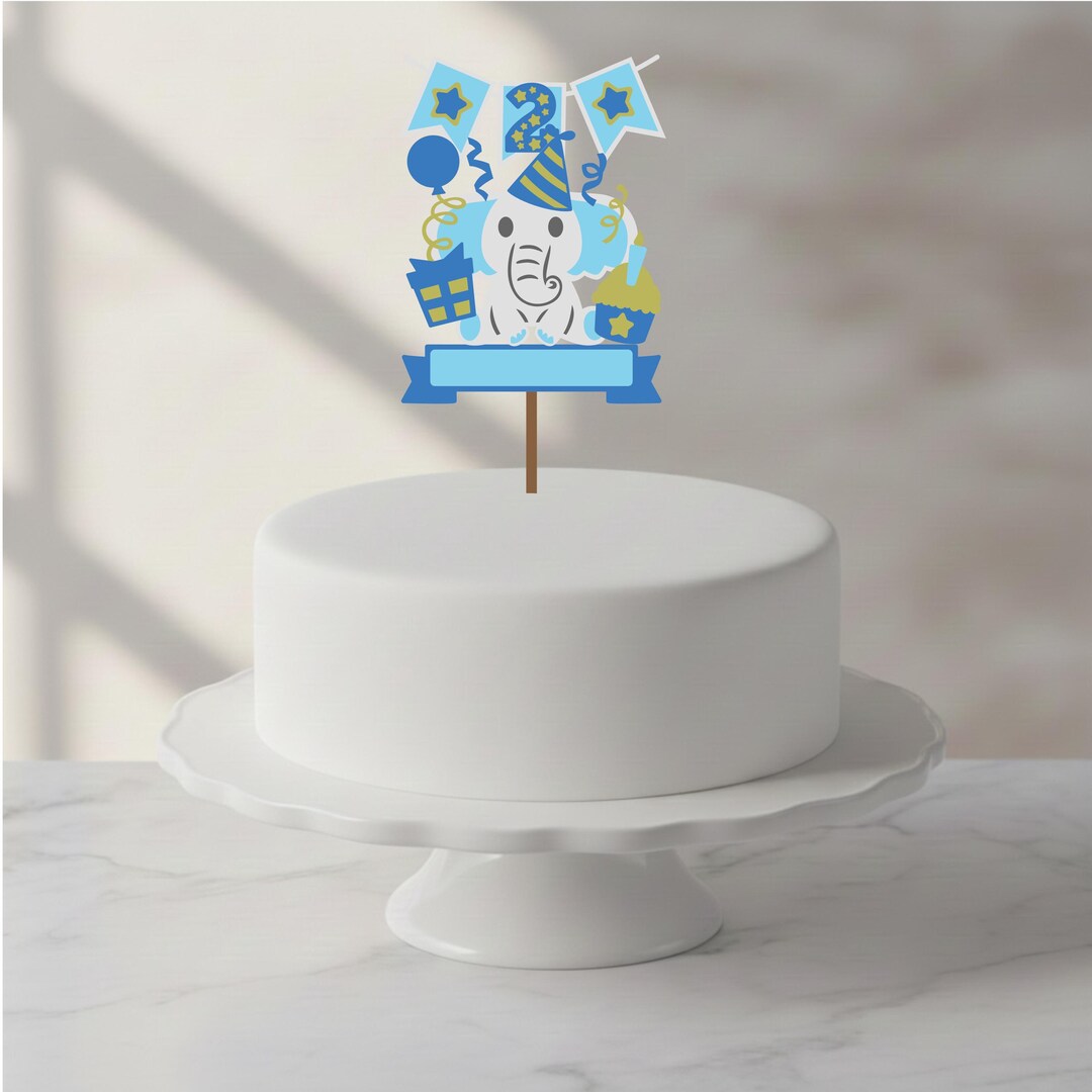 Blue Elephant Cake Topper Digital Download, SVG File, Silhouette Studio ...