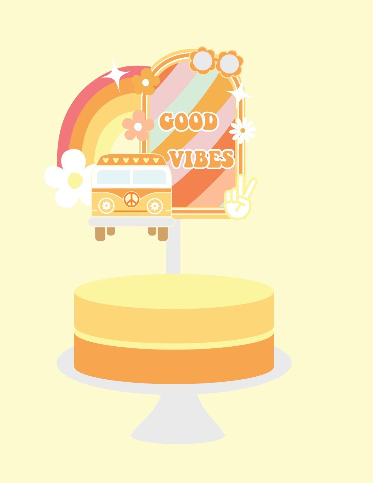 Good Vibes Cake Topper SVG • Digital Download for Cricut & Silhouette ...