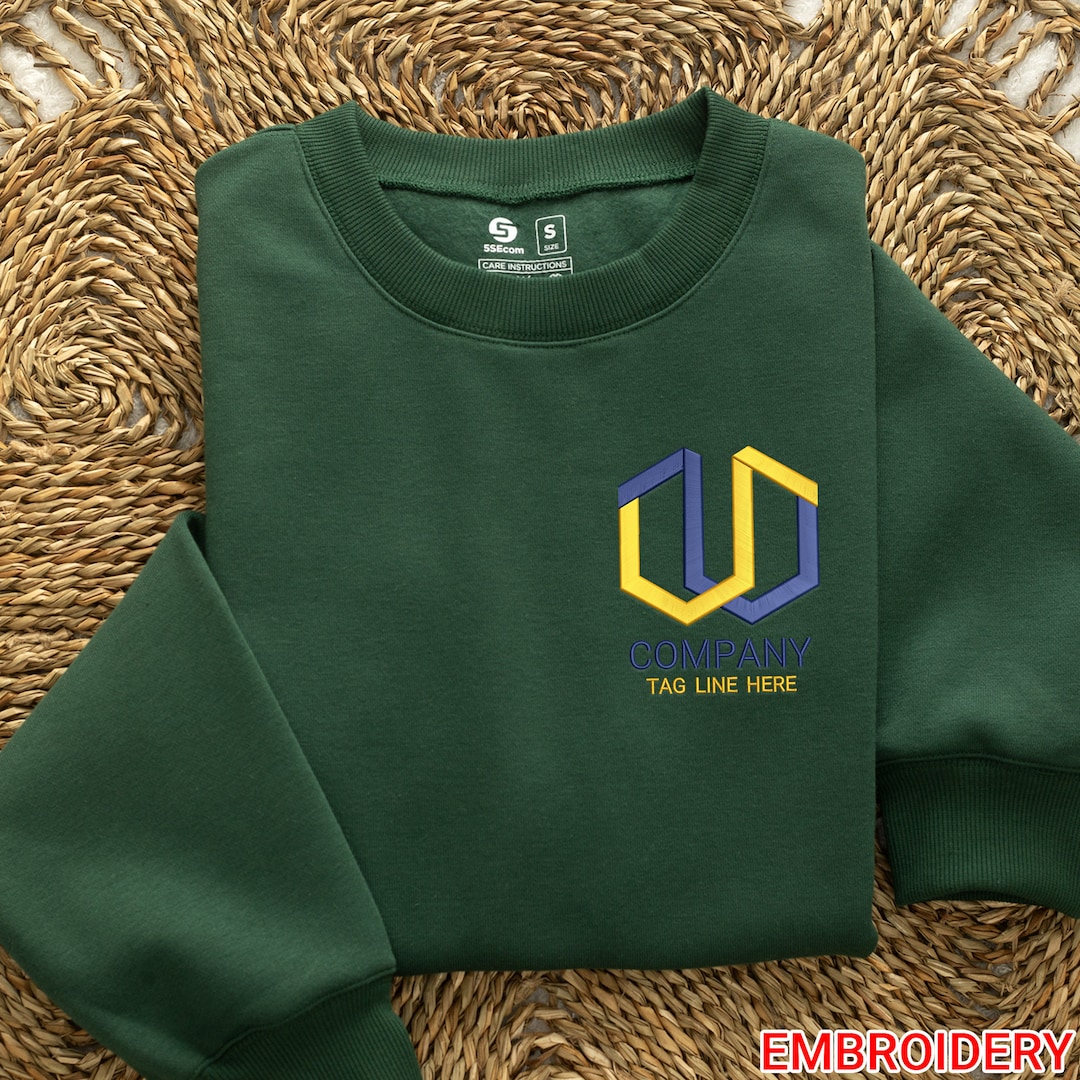 Custom Embroidered Business Logo Sweatshirt, Custom Logo Text ...