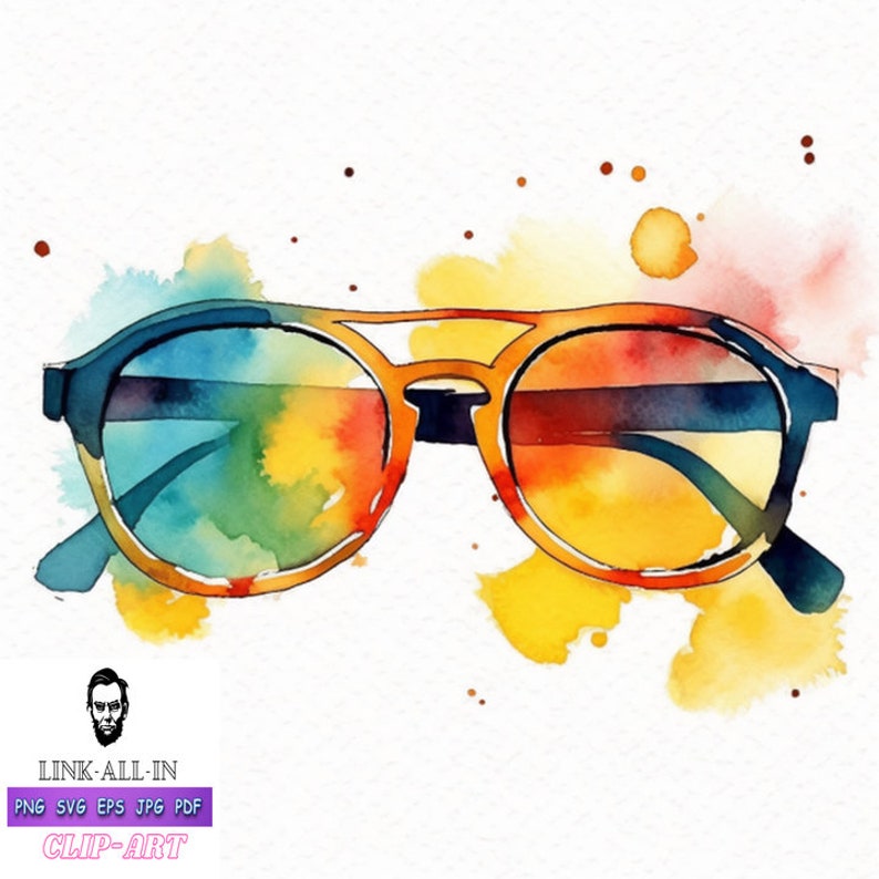 227 Files-digital Watercolor Beach Sunglasses Clipart, High-quality SVG ...