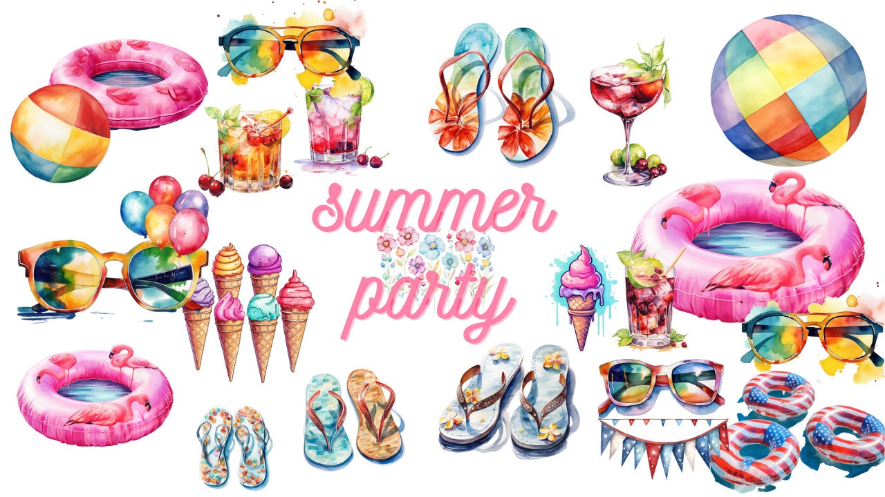 227 Files-digital Watercolor Beach Sunglasses Clipart, High-quality SVG ...