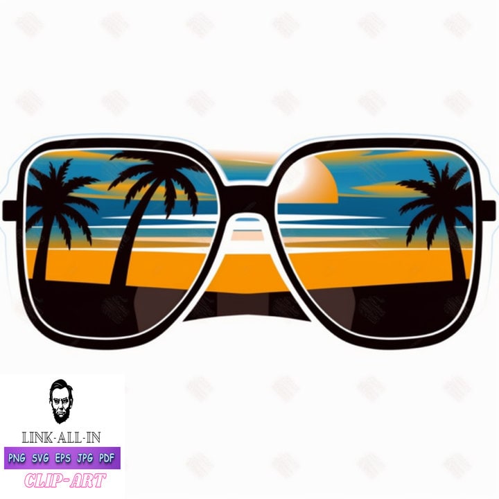 227 Files-digital Watercolor Beach Sunglasses Clipart, High-quality SVG ...