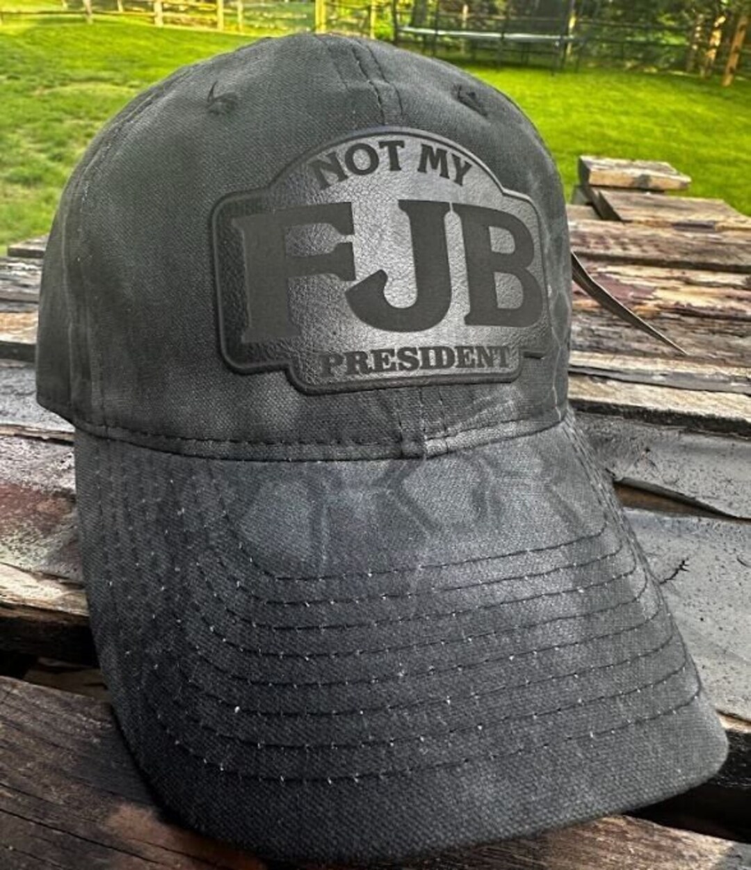 Fjb Trump 2024 Blackout Leather Badge Hat W/ Side Flag Adjustable Hat Trump 2024 - Etsy