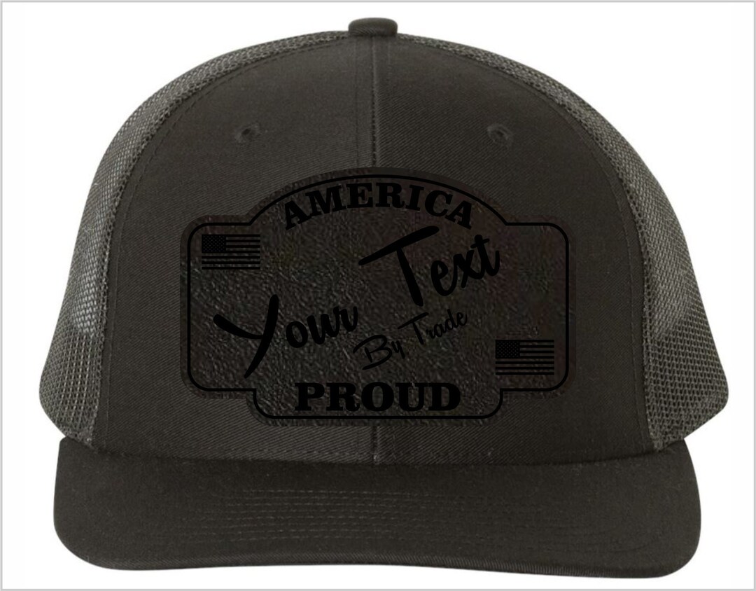 Custom Blackout Leather Badge America Proud Hat - Etsy