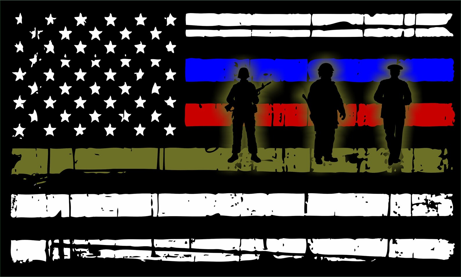Thin Blue Line Red Line Drab Line Reflective Solider Flag Decal for ...