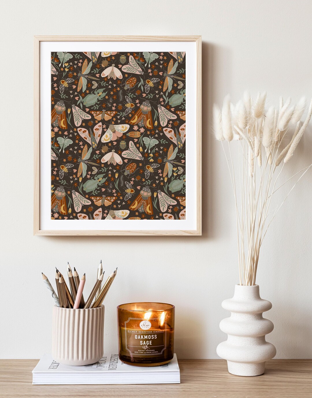 Boho Bug Art Print, Wildflowers, Small Floral, Flowers, Home Decor ...